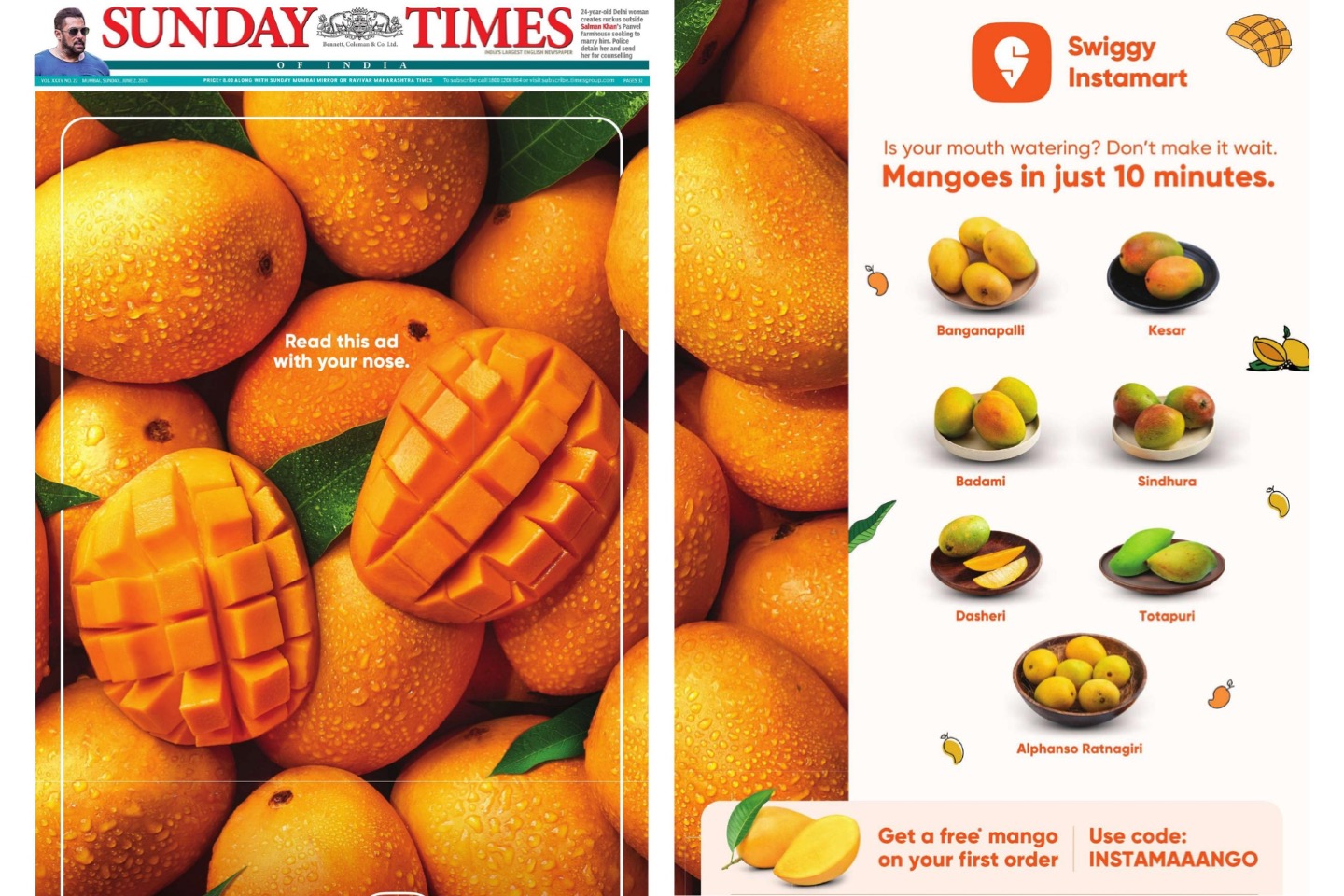 Newspaper's front page smells of mangoes to welcome peak mango season ...